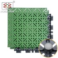China Yellow Green PP Basketball Court Tiles 30.48x30.48x1.61cm Interlocking Outdoor Flooring for sale