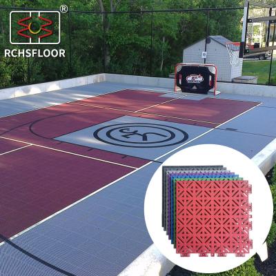 China 1.61cm Thick Interlocking Basketball Court Tiles - 30.48cm x 30.48cm Polypropylene Sports Flooring for sale