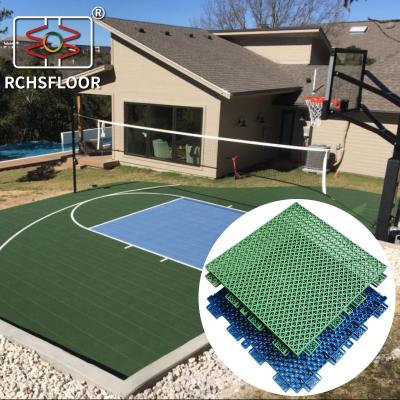 China CE RoSH Certified PP Interlocking Sports Flooring Tiles 34×34×1.81cm for Basketball Courts for sale