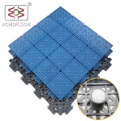 China Polypropylene Interlocking Floor Tiles 340x340x18.1mm with 10-Year Warranty for Outdoor Sports Courts for sale