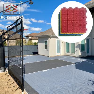 China Interlocking PP Basketball Court Tiles 30.48cm 1.61cm Thick Weatherproof Sports Flooring for sale