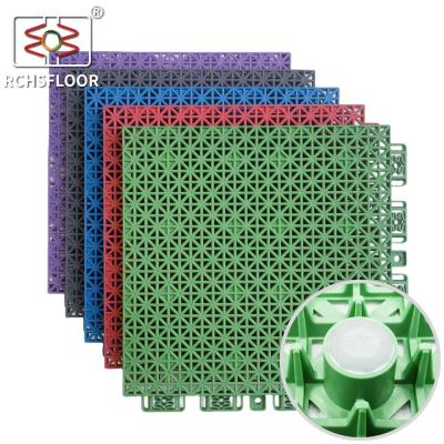 China RCHSFLOOR T-XM 1.27cm Outdoor Basketball Court Tiles with 30% Shock Absorption for sale