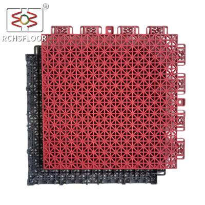 China PP Polypropylene Backyard Court Tiles 25x25x1.27cm Slip Resistant Interlocking Sports Flooring for sale