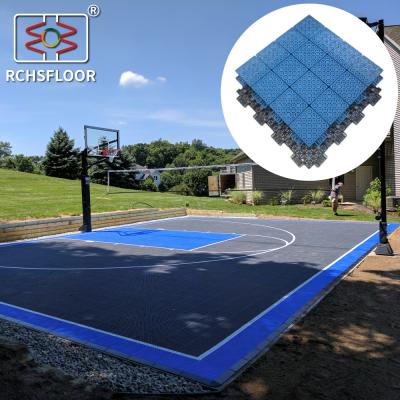 China 414g Modular Sport Tiles 340×340×18.1mm PP Basketball Court Flooring with 10-Year Warranty for sale