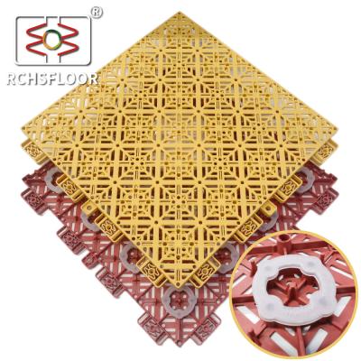 China S200 Interlocking Plastic Floor Tiles 304.8mm × 304.8mm × 14.9mm for Tennis & Basketball Courts for sale