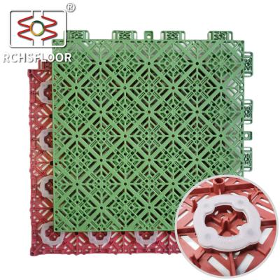China RCHS S200 Polypropylene Interlocking Sports Court Tiles 304.8mm x 304.8mm x 14.9mm with 8-Year Warranty for sale