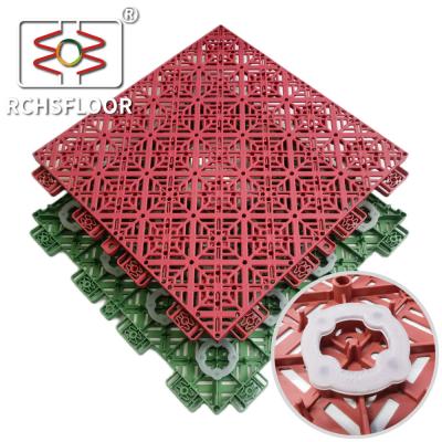China S200 Outdoor Basketball Court Tiles 304.8mm × 304.8mm × 14.9mm with 8-Year Warranty | PP Interlocking Sports Flooring for sale