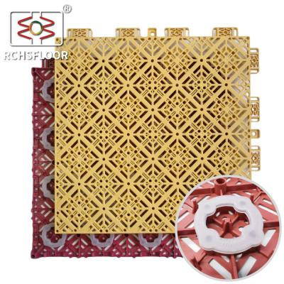 China 14.9mm Thick Interlocking Sports Flooring Tiles 304.8mm Size with 8-Year Warranty for Basketball Tennis Courts for sale