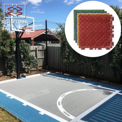 China RCHS S200 PP Interlocking Tennis Court Tiles 304.8mm x 304.8mm x 14.9mm with 8-Year Warranty for sale