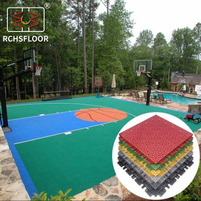 China RCHS S600 18mm Polypropylene Interlocking Sport Floor Tiles 340x340mm for Basketball Tennis Volleyball Courts for sale