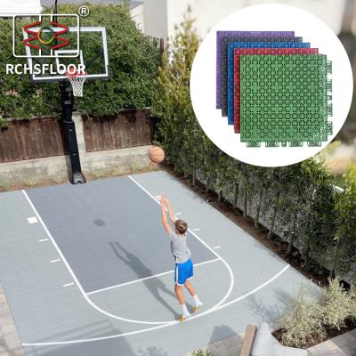 China Interlocking Backyard Court Tiles 1.27cm Slip Resistant PP Sports Flooring for Basketball for sale
