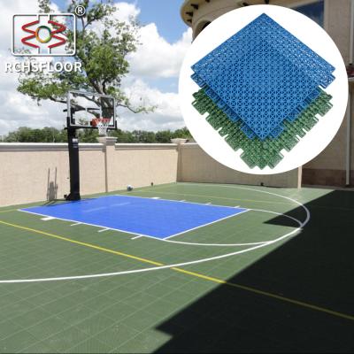 China 25cm x 25cm x 1.27cm Weather Resistant Basketball Court Flooring Tiles with 5-Year Warranty for sale