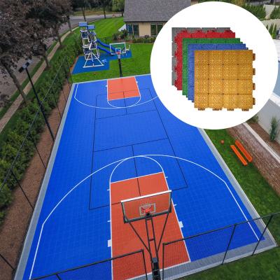 China PP Interlocking Sports Court Tiles 340x340mm with 36% Shock Absorption - FIBA 3x3 Certified Outdoor Basketball Flooring for sale