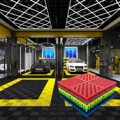 China PP Interlocking Vented Garage Floor Tiles 400×400mm × 20mm Thick, 440g Weight, Non-Slip Heavy Duty Flooring for sale