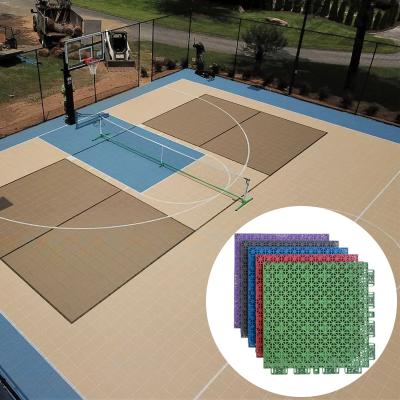 China PP Interlocking Sports Court Tiles 250x250x15mm Portable Badminton Volleyball Flooring for sale