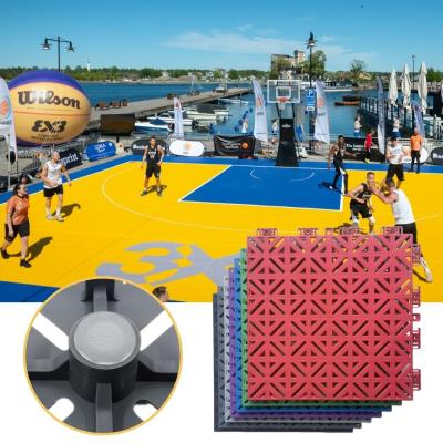 China RCHS FIBA 3x3 Certified Interlocking Basketball Court Tiles 304.8x304.8x16.1mm PP Modular Flooring for sale