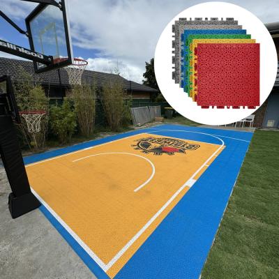China Interlocking PVC PP Pickleball Half Court Floor Tiles 340x340x18mm Outdoor Basketball Court Flooring for sale