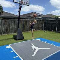 China RCHS Interlocking PVC Rubber Basketball Court Flooring 250x250x16mm Outdoor Sports Tile for sale