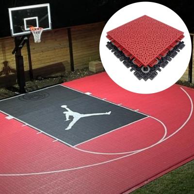 China PP Interlocking Basketball Court Tiles 340x340mm 18mm Thick 595g 10-Year Warranty for sale