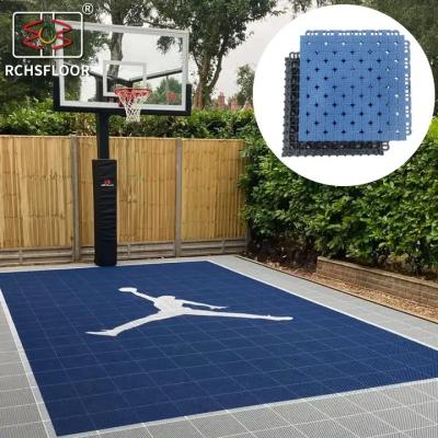 China Custom TPE Interlocking Sports Tiles 250x250mm Multi-Sport Court Flooring for sale