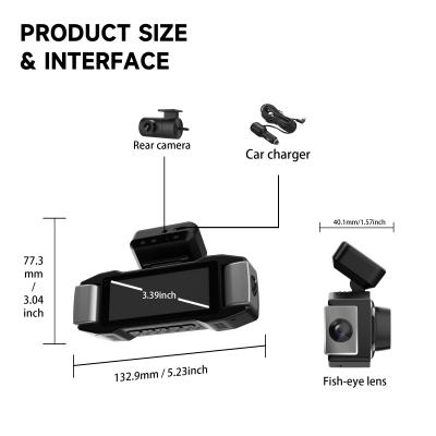 China View Angle 1080P Four Channel Dash Cam 4K Plus Triple 1080P 180 Fisheye Lens Car DVR Dash Cam for sale