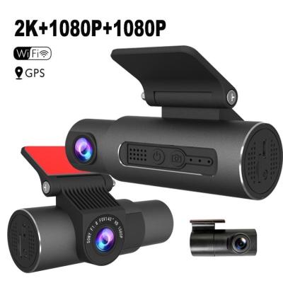 China 3 Channel 2K Dash Cam Front Rear Inside WiFi Night Vision 24 Hours Car Parking DVR for sale
