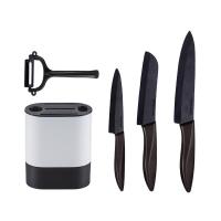 China Zirconia Ceramic Knife Set 5 Inch Santoku and 4.5 Inch Fruit Cutter Black PP Handle for sale