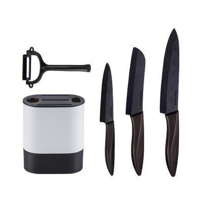 China Zirconia Ceramic Knife Set 5 Inch Santoku and 4.5 Inch Fruit Cutter Black PP Handle for sale