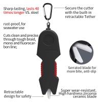 China Zirconia Ceramic Fishing Line Cutter 9.8x3.8cm Retractable Blade with PP Handle for sale