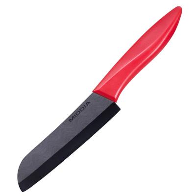 China 5 Inch Black Ceramic Santoku Knife Zirconia Blade 133mm for Fruits Vegetables Kitchen Chef for sale