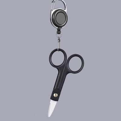 China 1 Inch Ceramic Fishing Braid Scissors Zirconia Blade Serrated Edge Orange Handle for sale