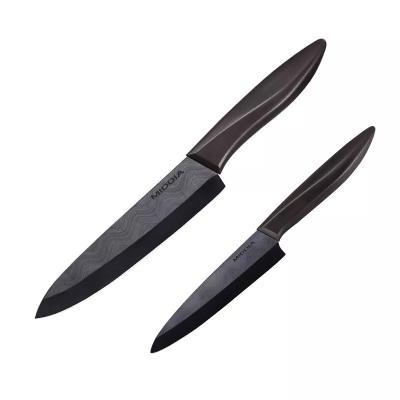 China Ceramic Knife Set 2 Pieces Black Chef and Paring Knife 6 Inch 4.5 Inch Zirconia Blade for sale