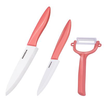 China MIDDIA Ceramic Knife Set 6 Inch 4 Inch with Peeler Zirconia Blade PP Handle Kitchen Cutlery for sale