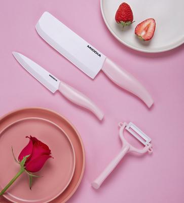 China MIDDIA Zirconia Ceramic Knife Set 6 Inch 4.5 Inch Peeler White Blade Kitchen Chef Knife for sale