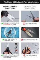 China Ceramic Fishing Scissors 1 Inch Serrated Blade Saltwater Freshwater Line Cutter with Retractor for sale