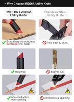 China Zirconia Ceramic Blade Retractable Utility Knife Safety Box Cutter 110mm Handle for sale