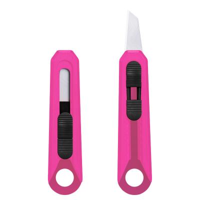 China Zirconia Ceramic Utility Knife 32mm Blade Retractable Safety Cutter for Cardboard Leather for sale