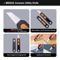 China Zirconia Ceramic Utility Knife 32mm Blade Retractable Safety Cutter for Cardboard Leather for sale