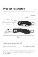 China PP Handle Folding Pocket Knife 5 Blades Stainless Steel Safety Box Cutter 60mm Blade for sale