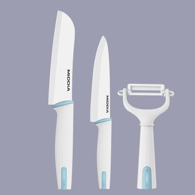 China Zirconia Ceramic Chef Knife Set 3 Piece with Peeler 5 Inch 4.5 Inch White Black for sale