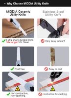 China Ceramic Cardboard Box Cutter Utility Safety Knife 177mm Handle Serrated Blade for sale