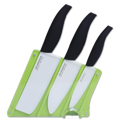 China MIDDIA 3-Piece Ceramic Knife Set with Stand Zirconia Blade 6 5.5 4.5 Inch Kitchen Knives for sale