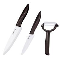 China Green PP Handle Ceramic Kitchen Knife Set 3 Piece 6 Inch for Fruit Vegetable Baby Food for sale