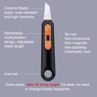 China MIDDIA Zirconia Ceramic Utility Knife 10-in-1 Retractable Blade Cutter 32mm for Cardboard Box for sale