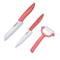 China Multi-functional Ceramic Knives Set Includes Three Pieces with White Blade and Peeler for sale