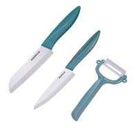 China MIDDIA Household Ceramic Knives Set for Fruit Vegetable Meat Cutting Green Handle for sale