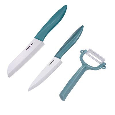 China MIDDIA Household Ceramic Knives Set for Fruit Vegetable Meat Cutting Green Handle for sale