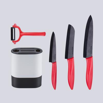 China Ceramic Knife Set 5 Inch Santoku and 4.5 Inch Fruit Cutter Zirconia Blade Kitchen Knives for sale