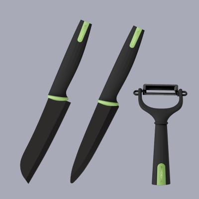 China 3-Piece Zirconia Ceramic Chef Knives Set with Peeler and Sharpener Essential Kitchen Set for sale