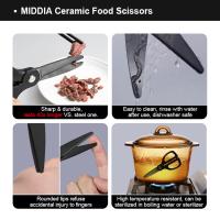 China Fruit Cutting MIDDIA Heavy Duty Multipurpose Ceramic Kitchen Scissors with PP Handle for sale